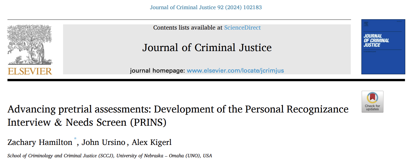 Advancing pretrial assessments: Development of the Personal ...