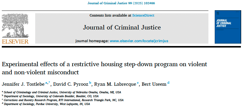 Experimental effects of a restrictive housing step-down program on ...